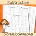 20 Printable Subtraction for Kindergarten 1st Grade 2nd Grade Math ...