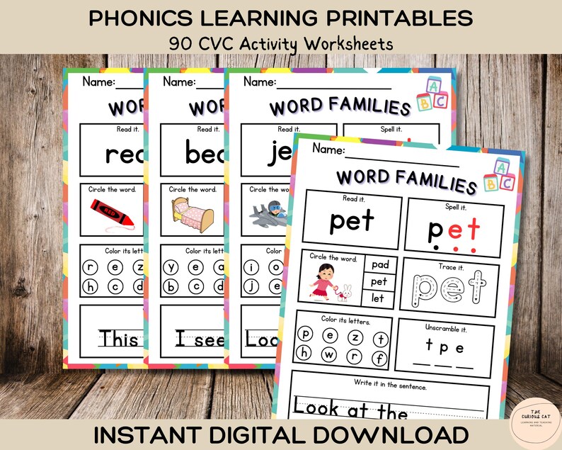 Printable Phonics CVC Worksheets: Reading and Tracing Activities ...
