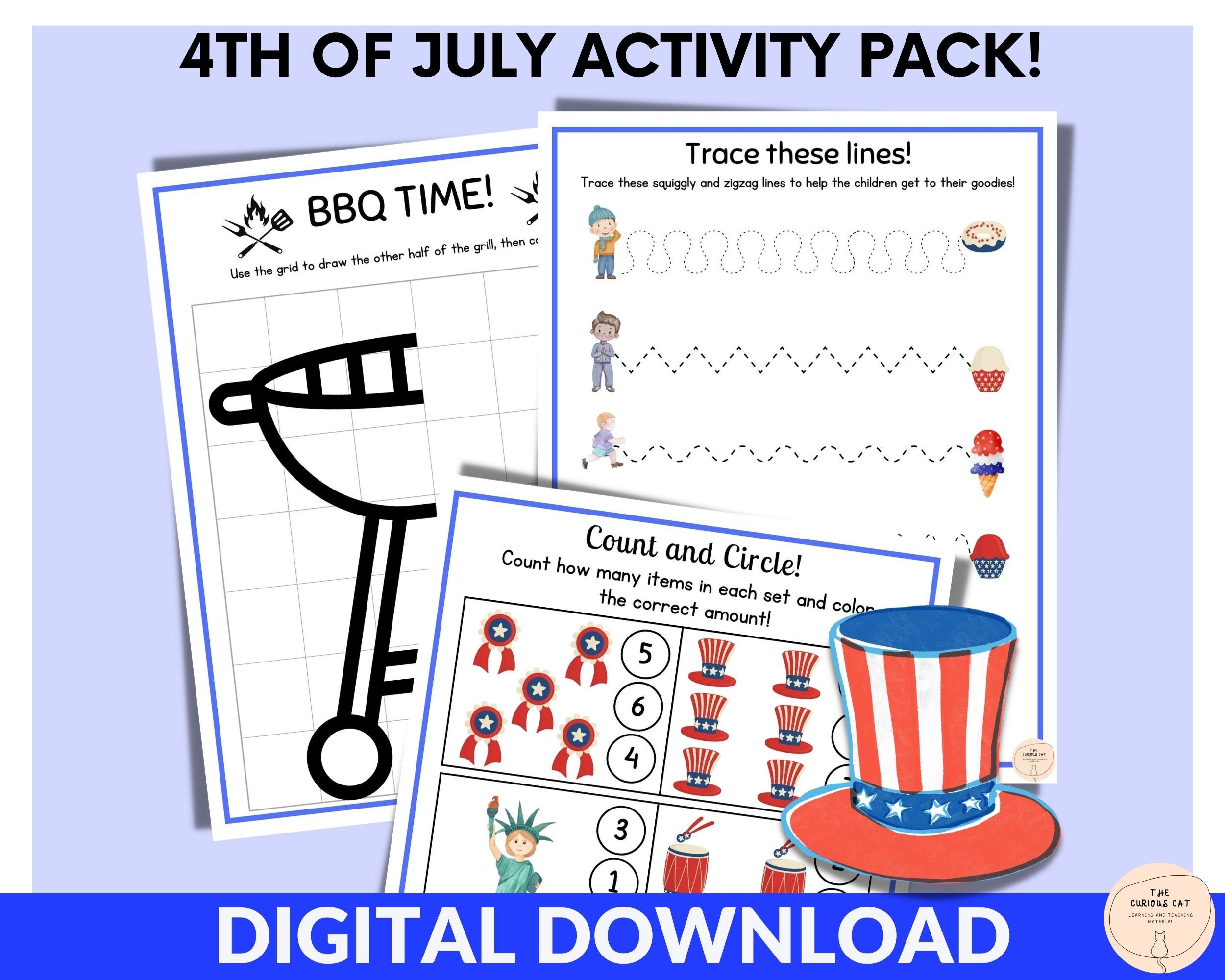 Kindergarten Worksheets, 4th of July Bingo & Game Pack for Kids ...