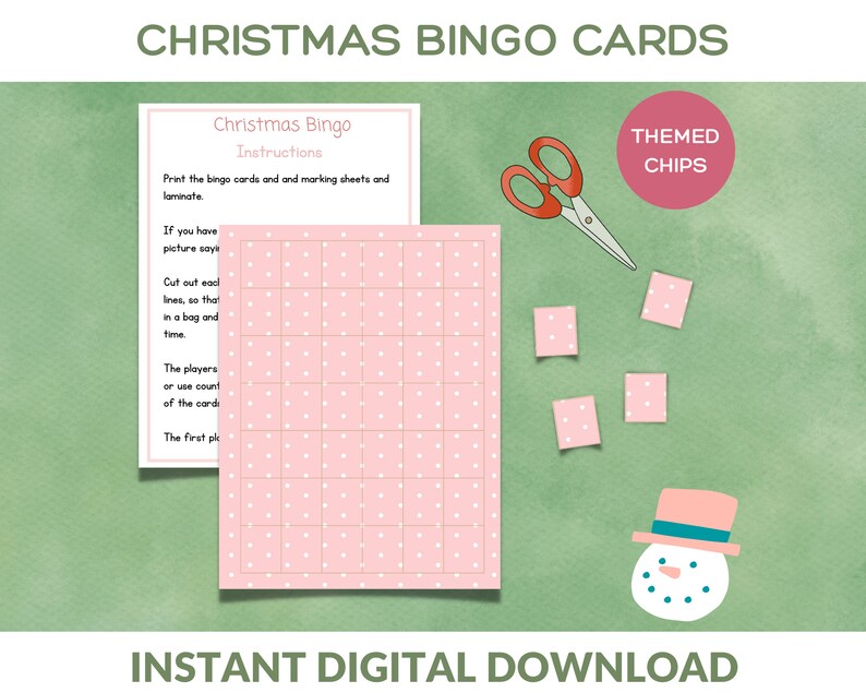 Pink Christmas Bingo Game; Bingo Cards Activity for All the Family ...