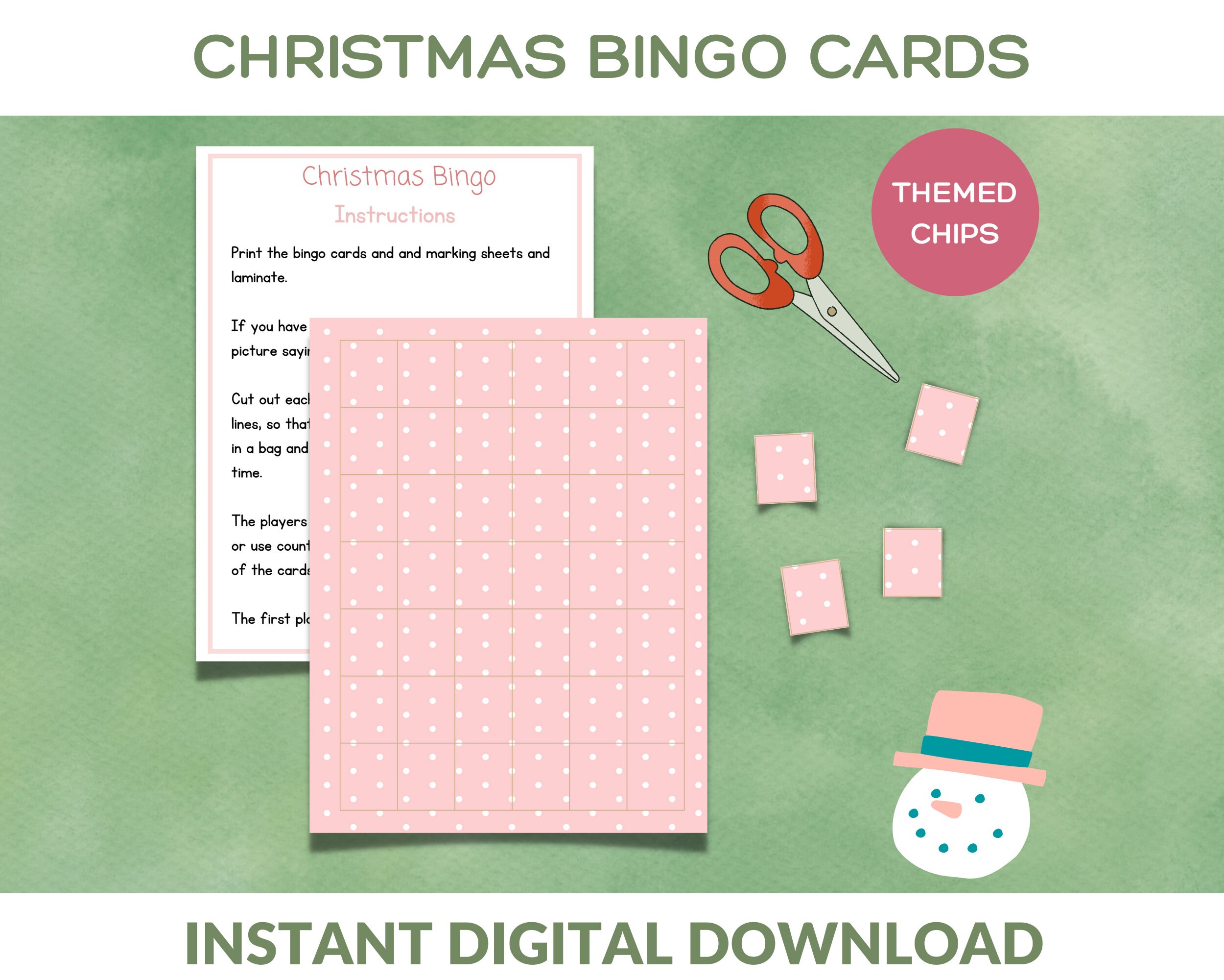Pink Christmas Bingo Game; Bingo Cards Activity for All the Family ...