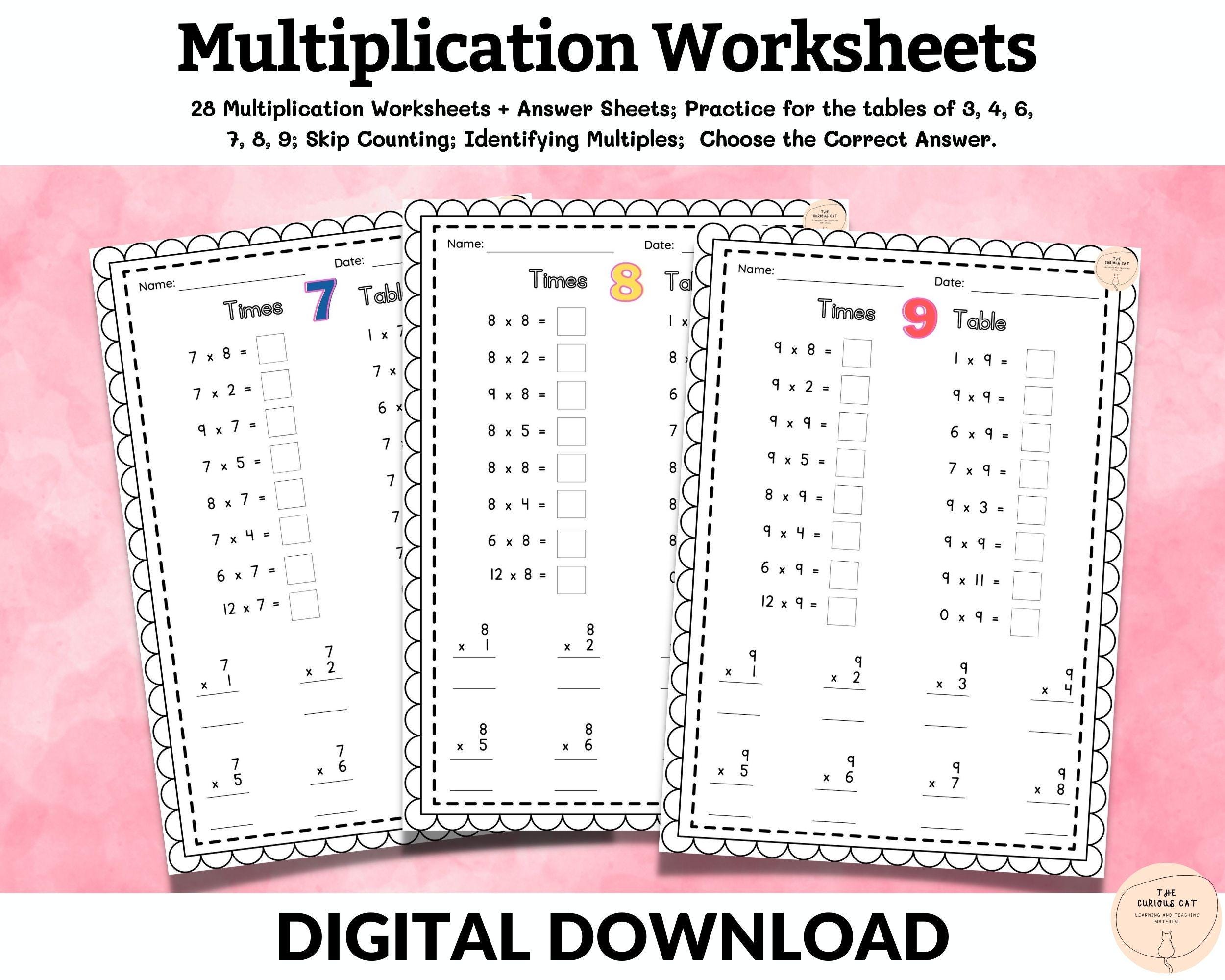 Maths Worksheets | Multiplication Printouts for 2nd - 3rd Grade With ...