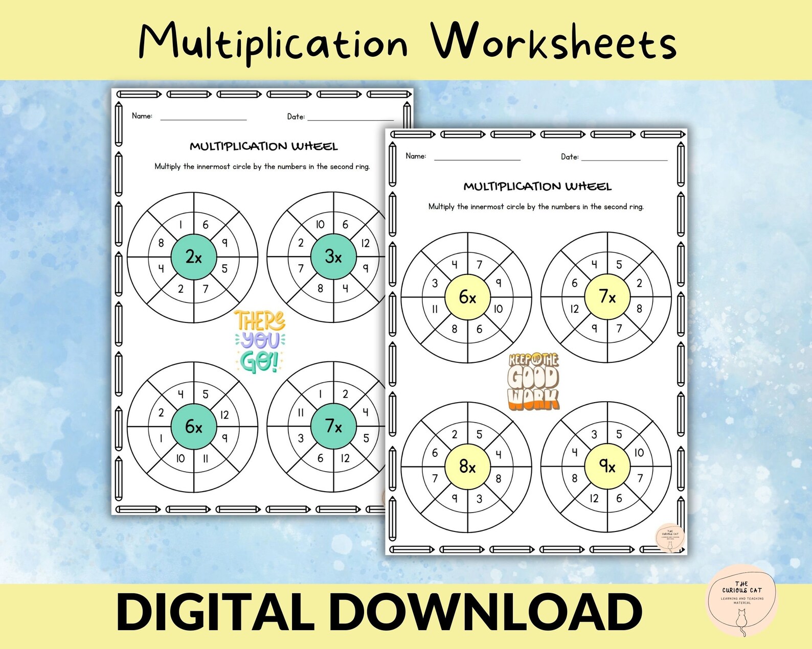Multiplication Practice, Multiplication Wheels, Numbers 1 to 12, Maths ...
