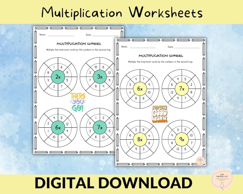 Multiplication Practice, Multiplication Wheels, Numbers 1 to 12, Maths ...