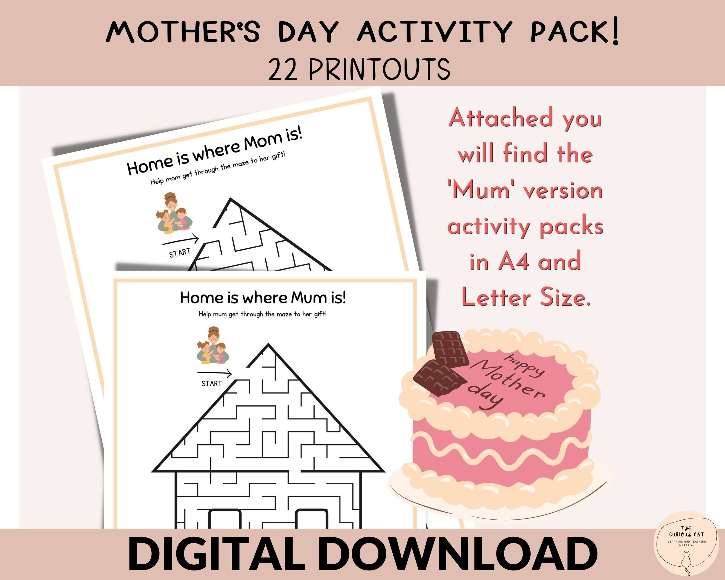 Mother's Day Activity Pack for Kids, Mothering Sunday Learning Pack ...