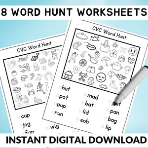 Phonics CVC Worksheets, Kindergarten Phonics Printouts, Pre-k Picture ...
