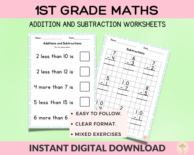 Addition and Subtraction Worksheets Maths 1st Grade Homeschool ...