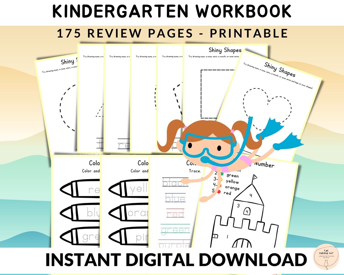 Printable Kindergarten Summer Workbook, Educational Activities for ...