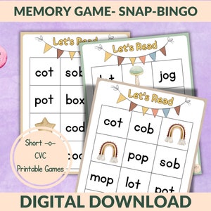 CVC Bingo and Card Games, Printable Phonics Cards, Phonics Reading Game ...