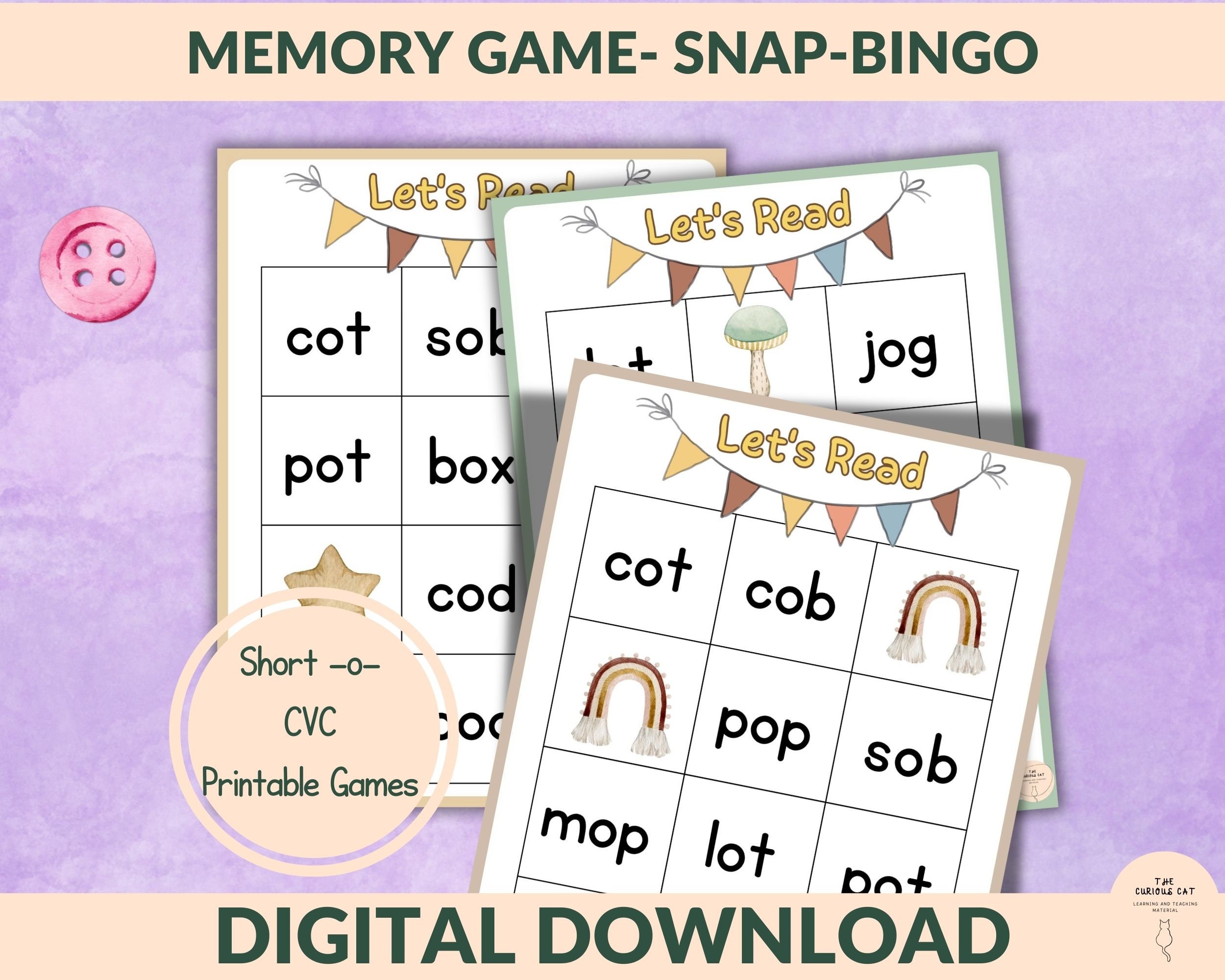 CVC Bingo and Card Games, Printable Phonics Cards, Phonics Reading Game ...