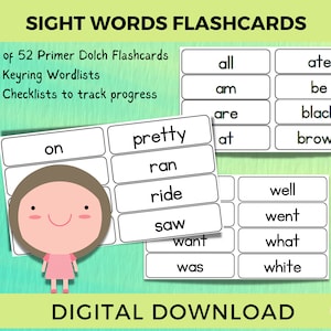 Kindergarten Sight Words, Dolch Sight Words Flashcards, Wordlists ...