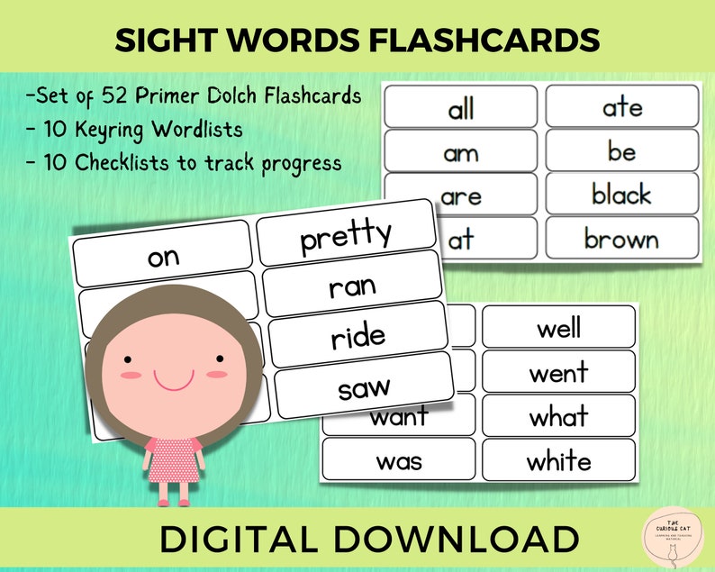 Kindergarten Sight Words, Dolch Sight Words Flashcards, Wordlists ...