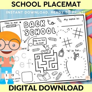 Printable Back to School Activity Placemat - First Day of School ...