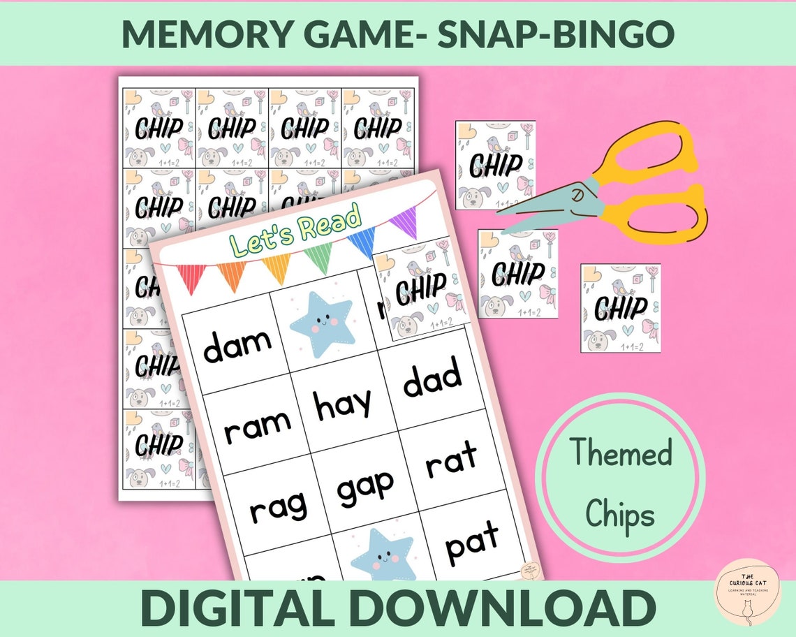 CVC Bingo and Card Games, Printable Bingo Cards and Games, Phonemic ...