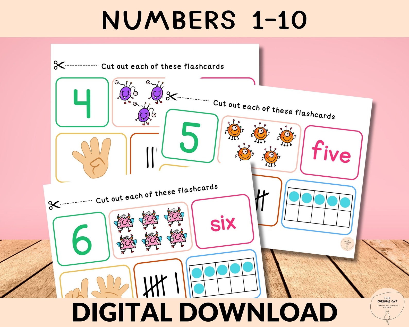 Kindergarten Counting Activity, Pre-k Homeschool, Monster Printable ...