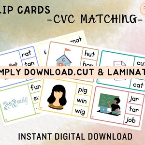 CVC Match and Clip Cards, CVC Pictures & Words, Early Reading, Phonics ...