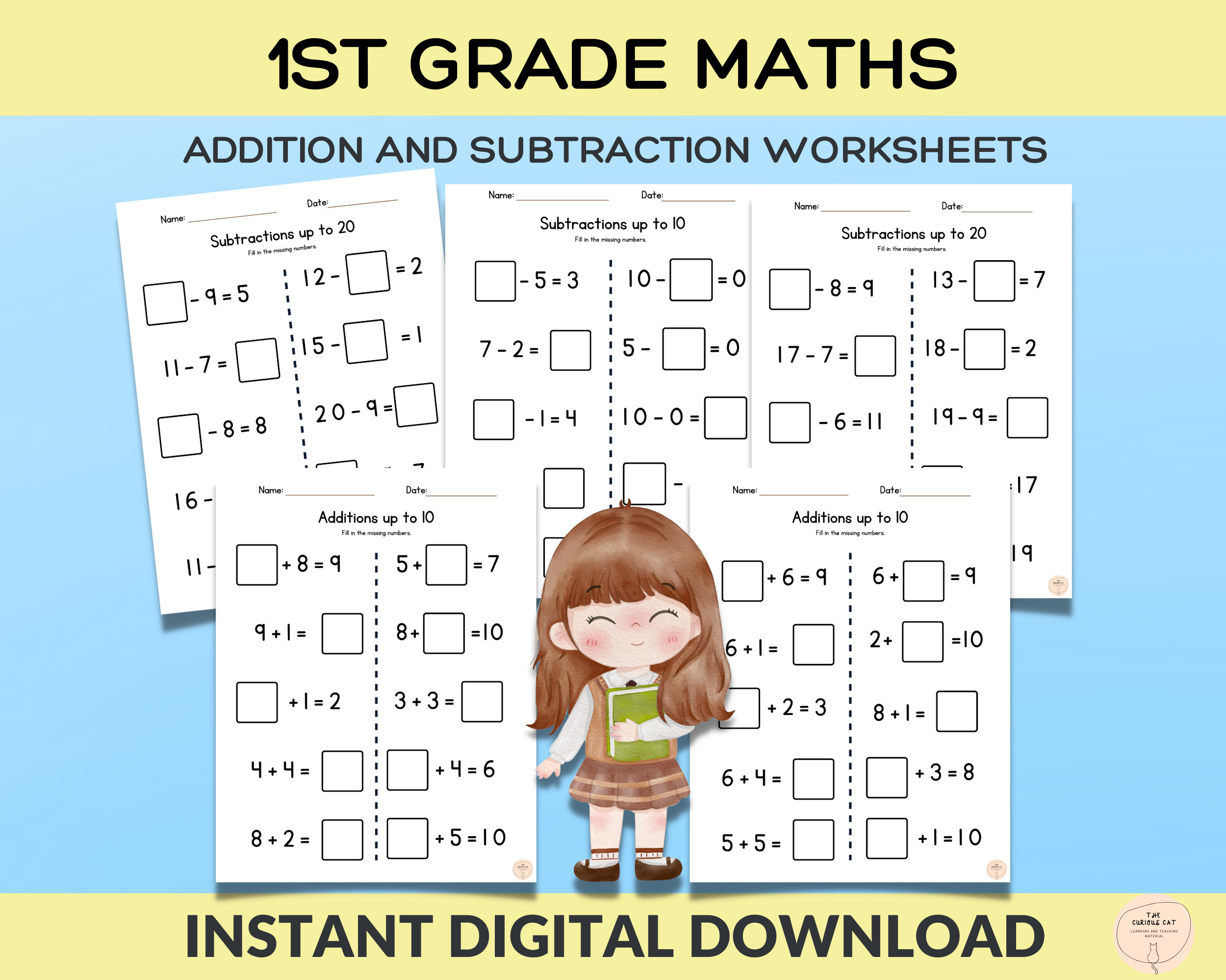 Maths Worksheets, 1st Grade Maths Printouts, Addition & Subtraction ...