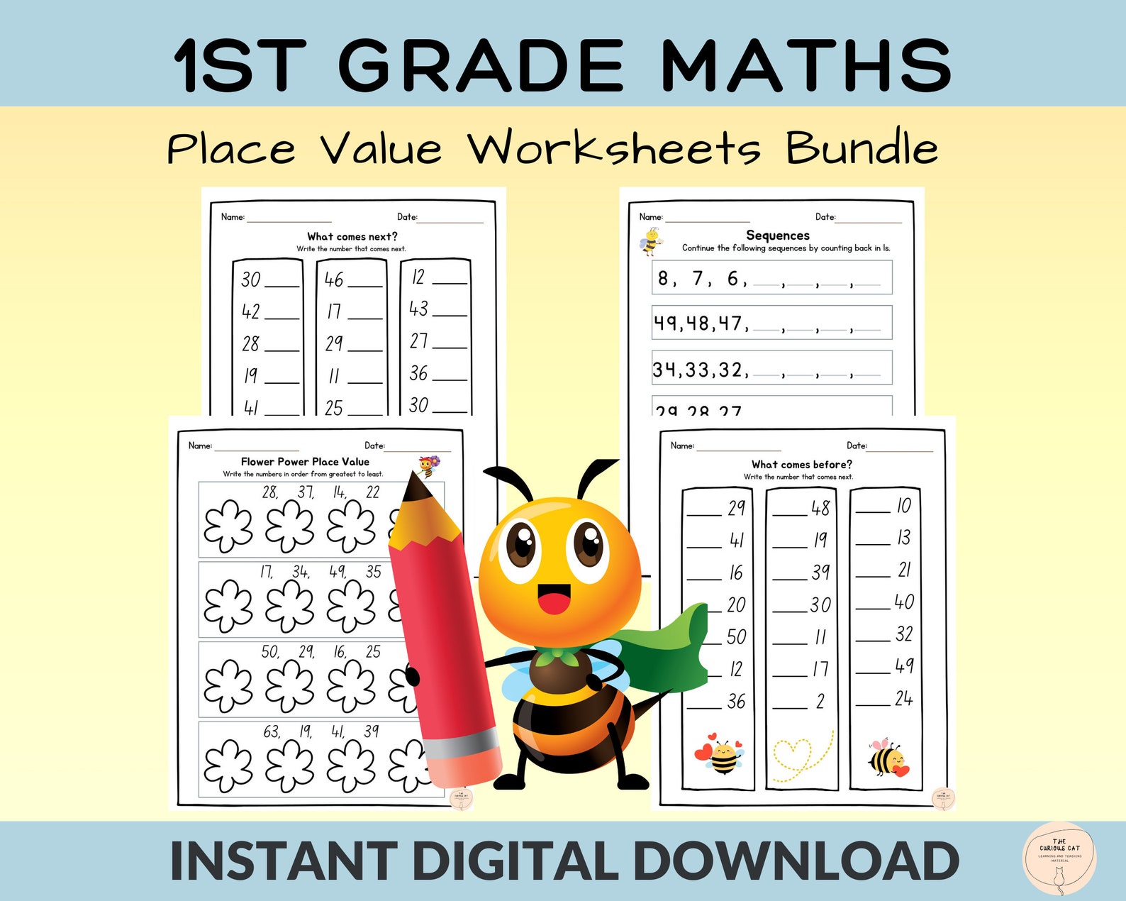 1st Grade Maths Worksheets Maths Printables for 1st Grade Place Value ...