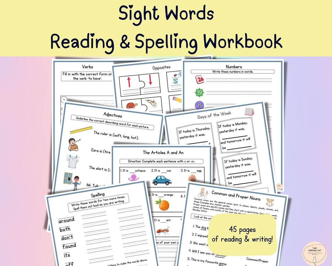 Spelling, Reading and Writing Worksheets, 2nd Grade Sight Words ...