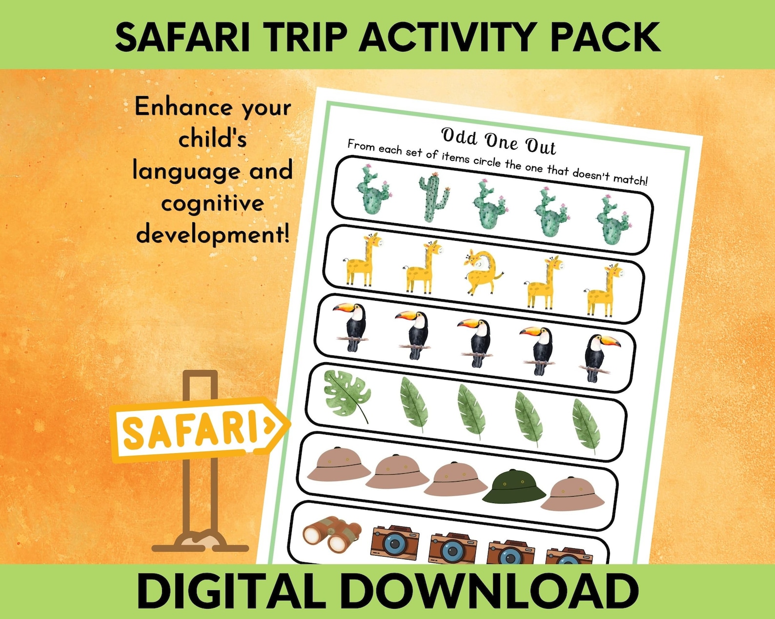 Kindergarten Printable, A Safari Trip Pack for Young Explorers, A ...