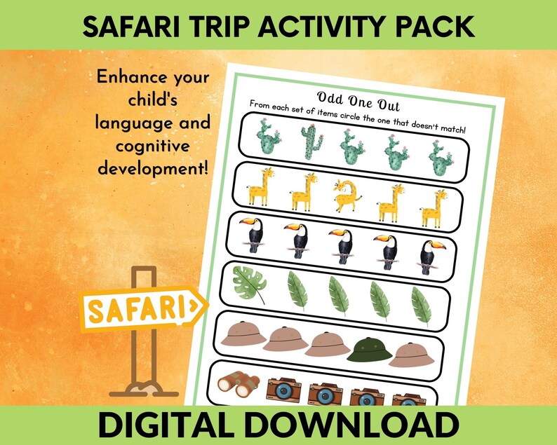 Kindergarten Printable, A Safari Trip Pack for Young Explorers, A ...