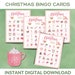 Pink Christmas Bingo Game; Bingo Cards Activity for All the Family ...