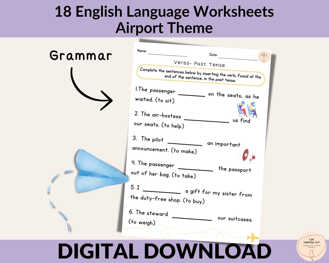 English Language Worksheets, 'at the Airport' Theme Worksheets, 3rd ...