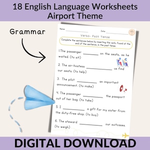 English Language Worksheets, 'at the Airport' Theme Worksheets, 3rd ...