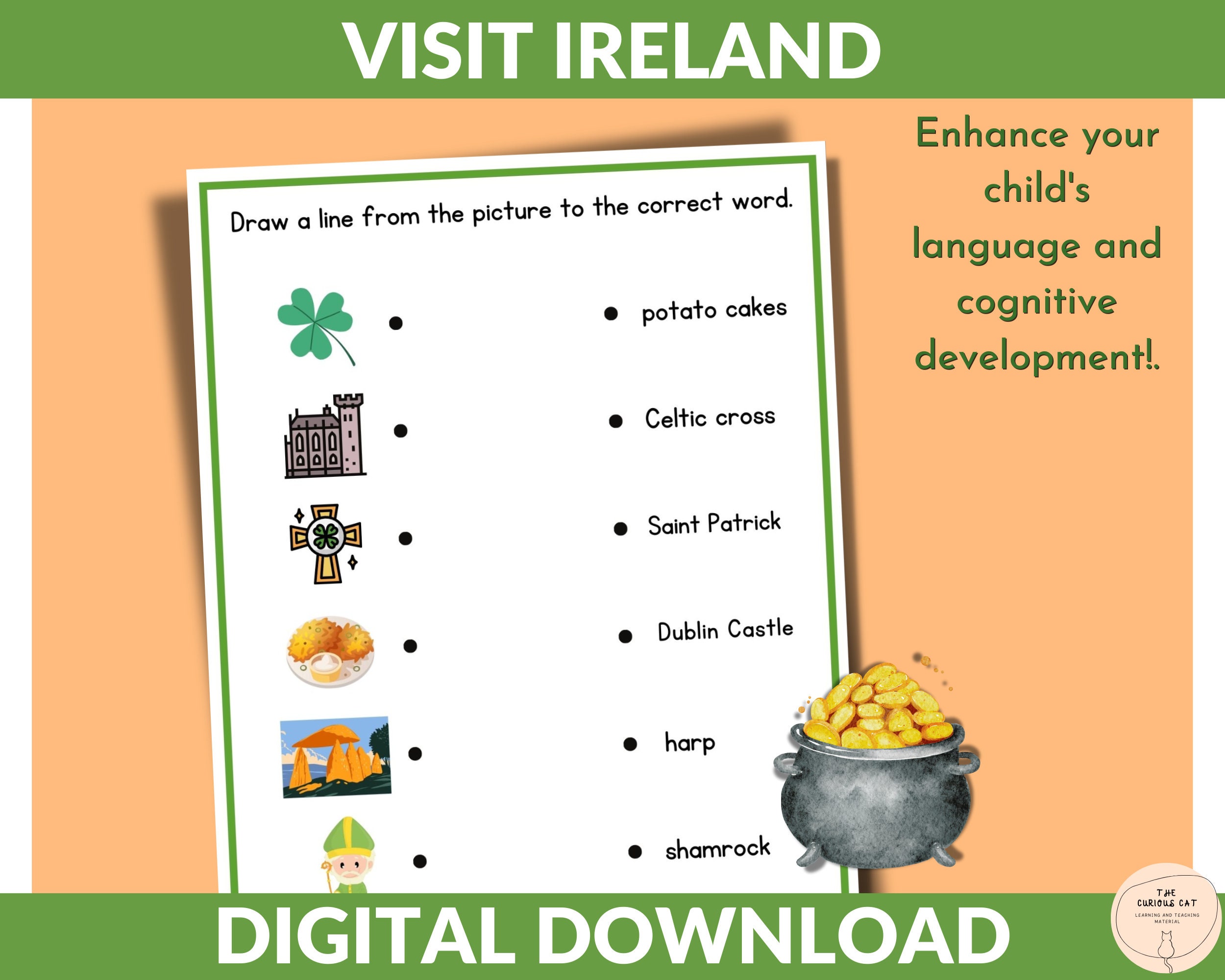 Travel to Ireland Printable for Kids, Educational Pack for Toddlers and ...