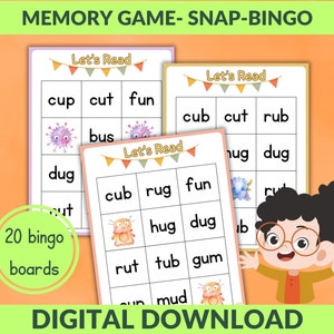 Phonics CVC for Kindergarten, Daycare Literacy CVC Bingo and Card Games ...