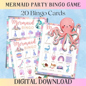 Mermaid Bingo Printable, Kids Party Activity, Birthday Party Game ...