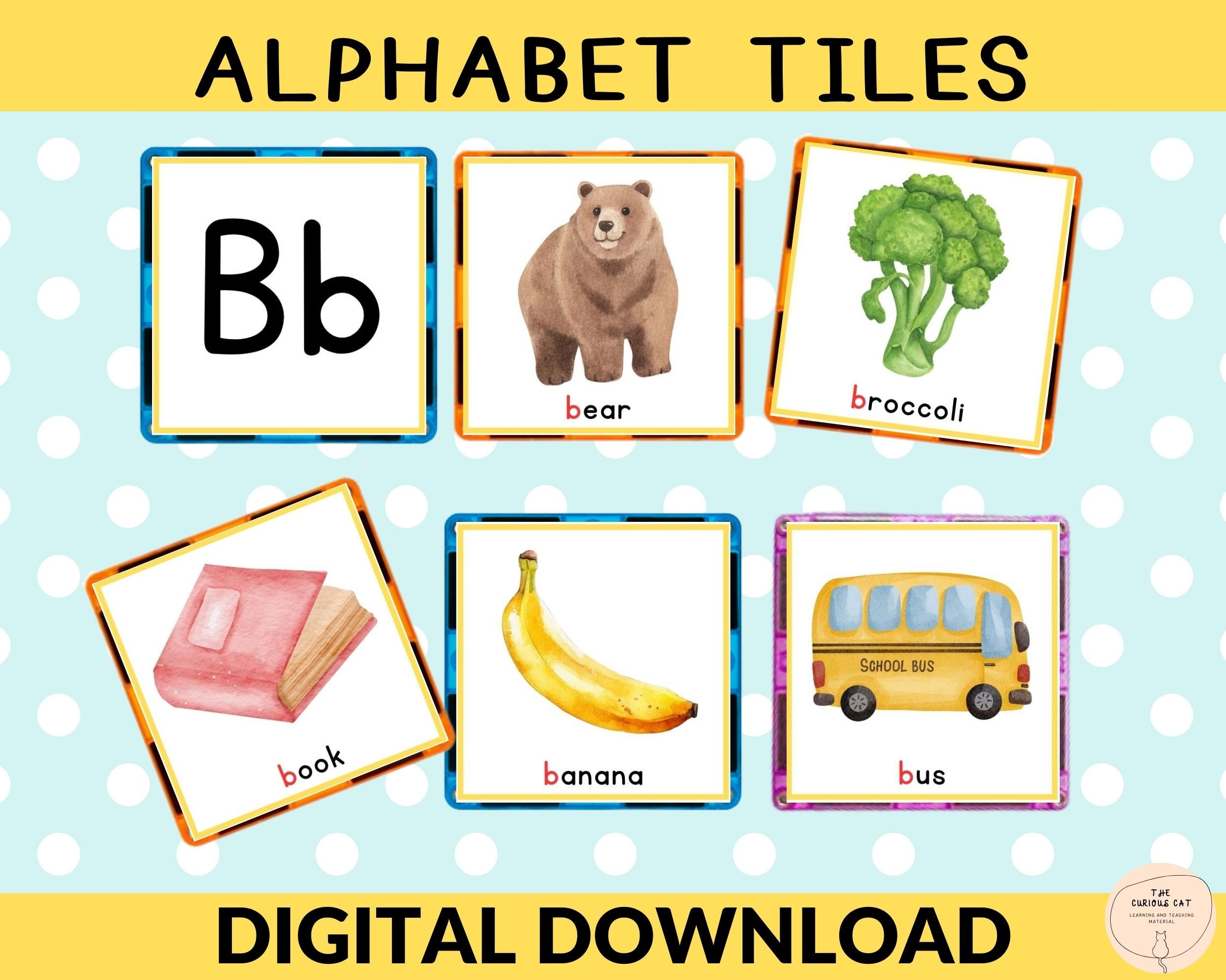Alphabet Learning Activity, Magnetic Tiles Resource for Pre-k and ...