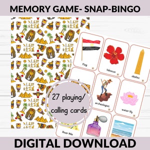 Egyptian-themed Game Set, Kids Printable Games, Ancient Egypt, Bingo ...