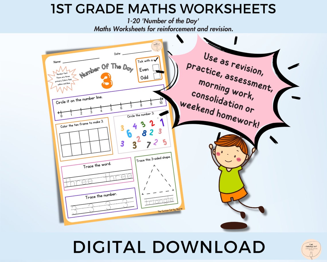 Maths Worksheets 1st Grade Printouts, Numbers 1 Till 20 Revision Work ...