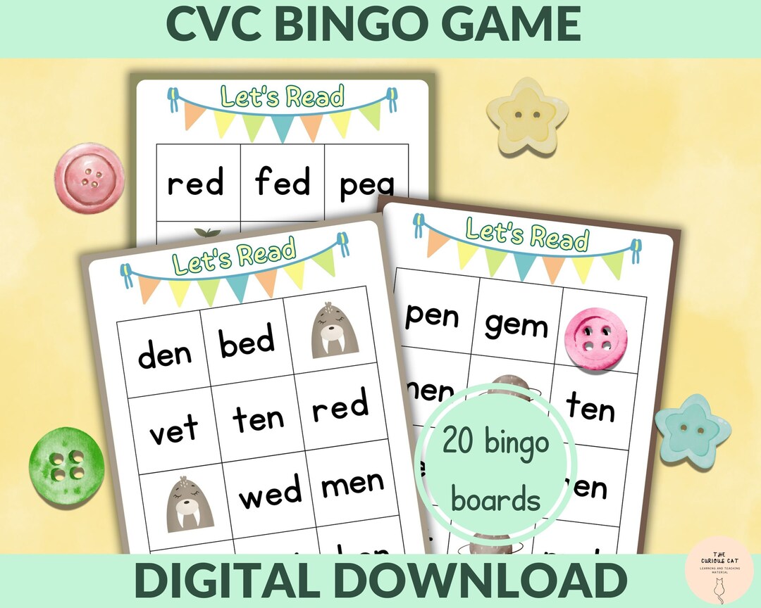Kindergarten Phonics Game, Printable Bingo Cards & Games, Phonemic ...