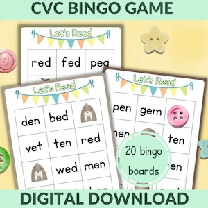 Kindergarten Phonics Game, Printable Bingo Cards & Games, Phonemic ...