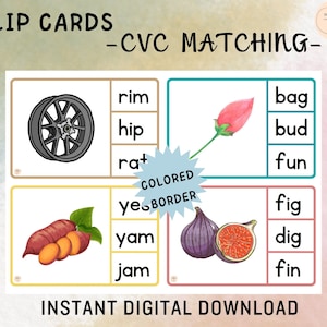 CVC Match and Clip Cards, CVC Pictures & Words, Early Reading, Phonics ...