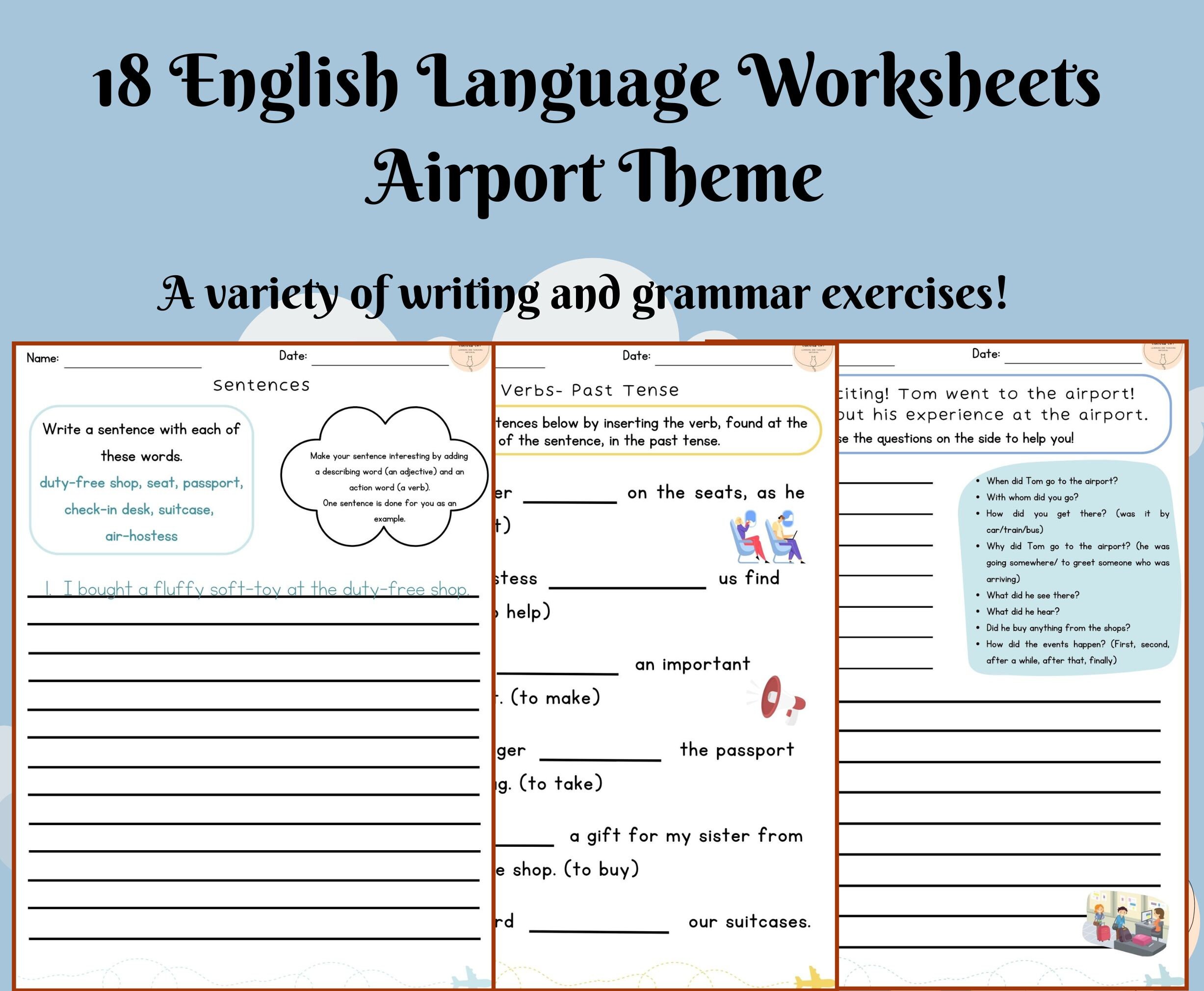 ESL English Language Worksheets 'at the Airport' - Etsy Australia