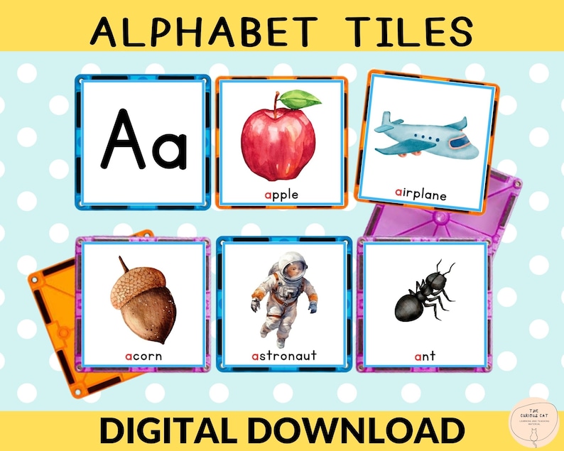 Alphabet Learning Activity, Magnetic Tiles Resource for Pre-k and ...