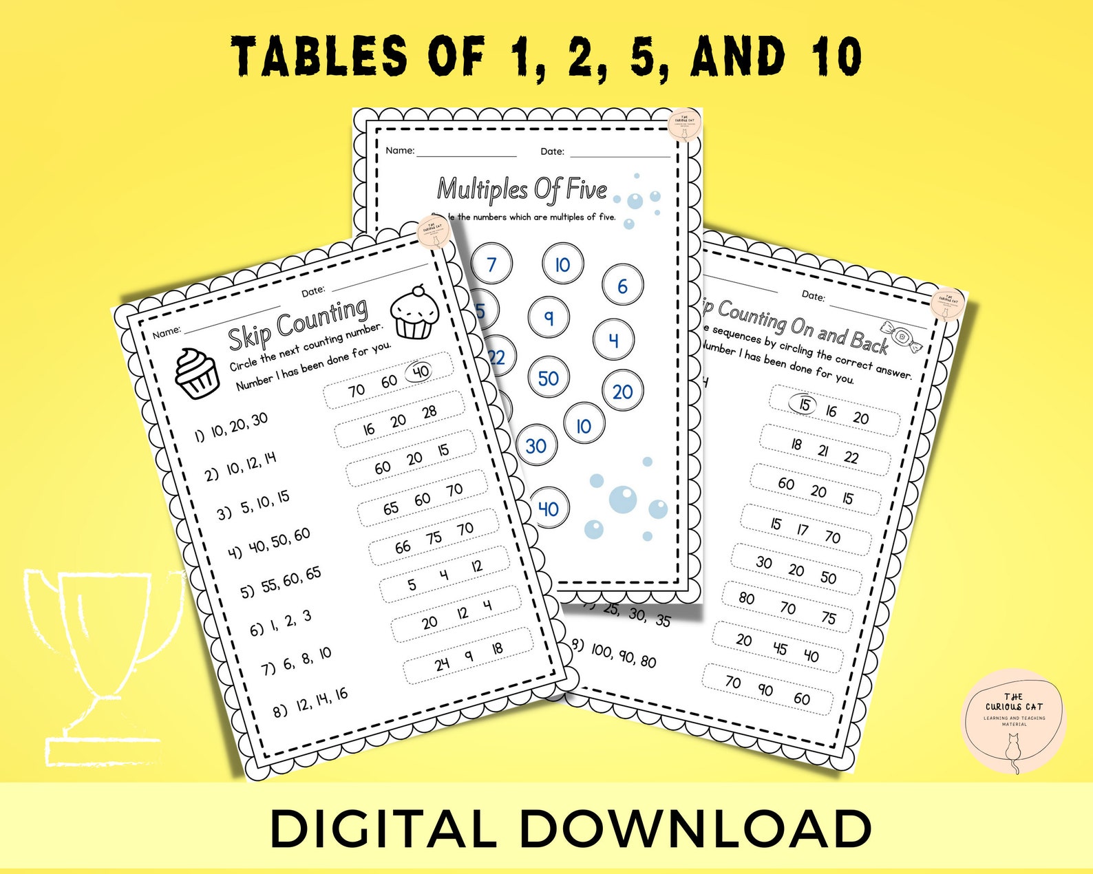 Multiplication Worksheets, Maths Printouts for 2nd Grade, Times Tables ...