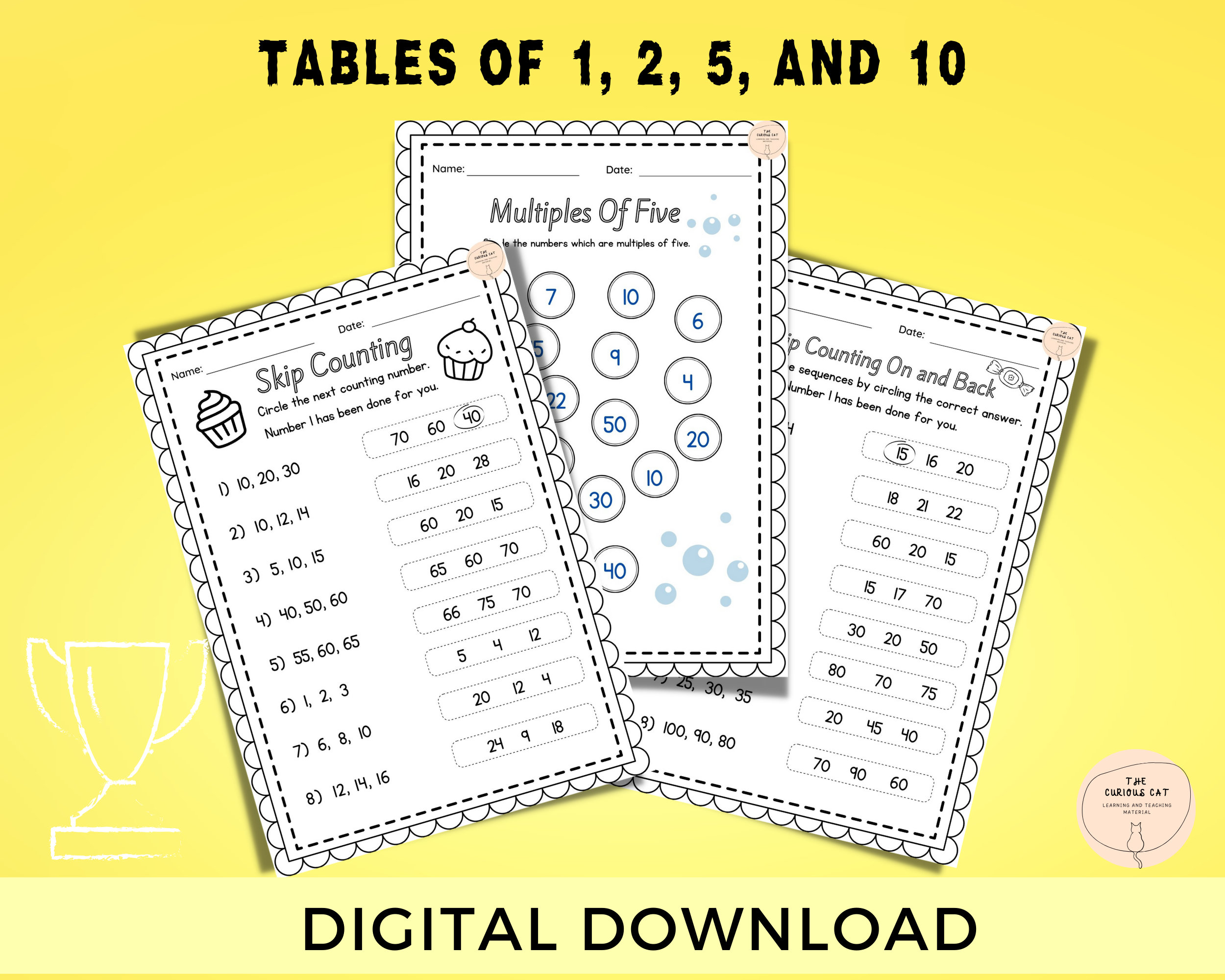 Multiplication Worksheets, Maths Printouts for 2nd Grade, Times Tables ...
