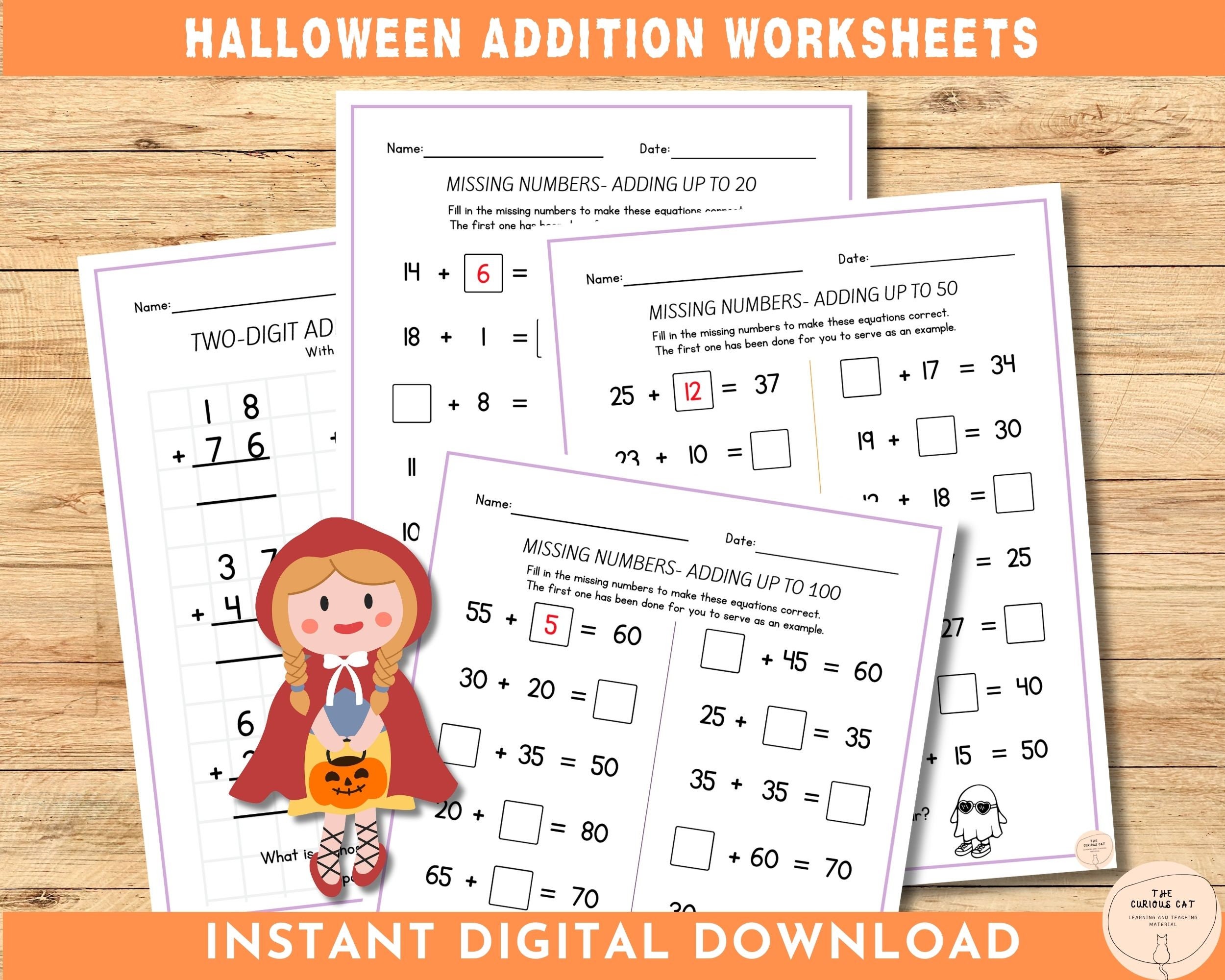 Maths Printable Halloween Worksheets, Addition Worksheets for 2nd and ...