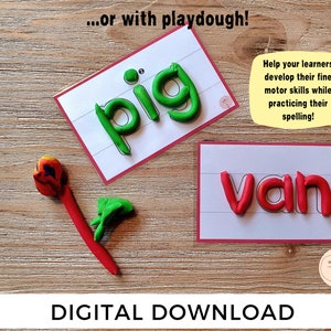 Phonics Tracing Flashcards, CVC Word Families Reading, Writing and ...
