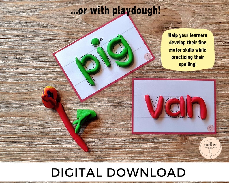 Phonics Tracing Flashcards, CVC Word Families Reading, Writing and ...