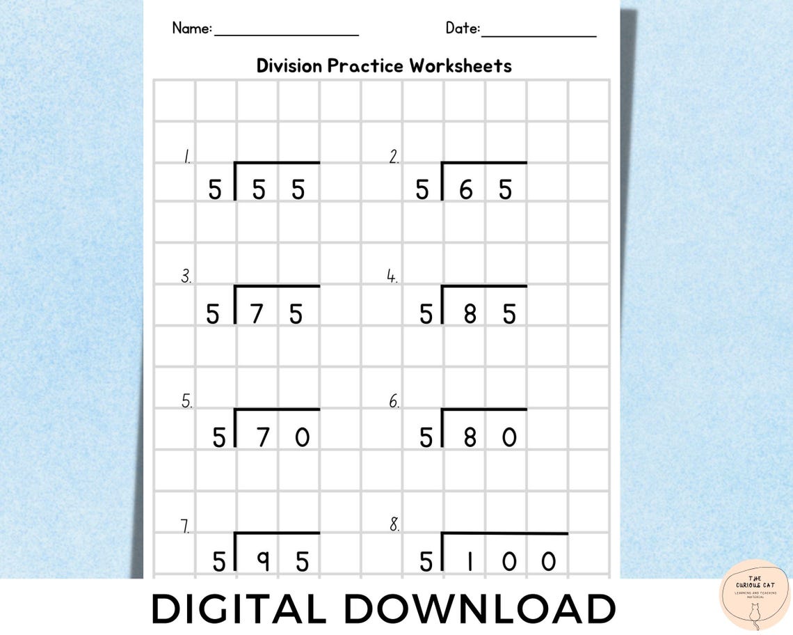 Division Worksheets Without Remainder; Division Printouts for 3rd Grade ...