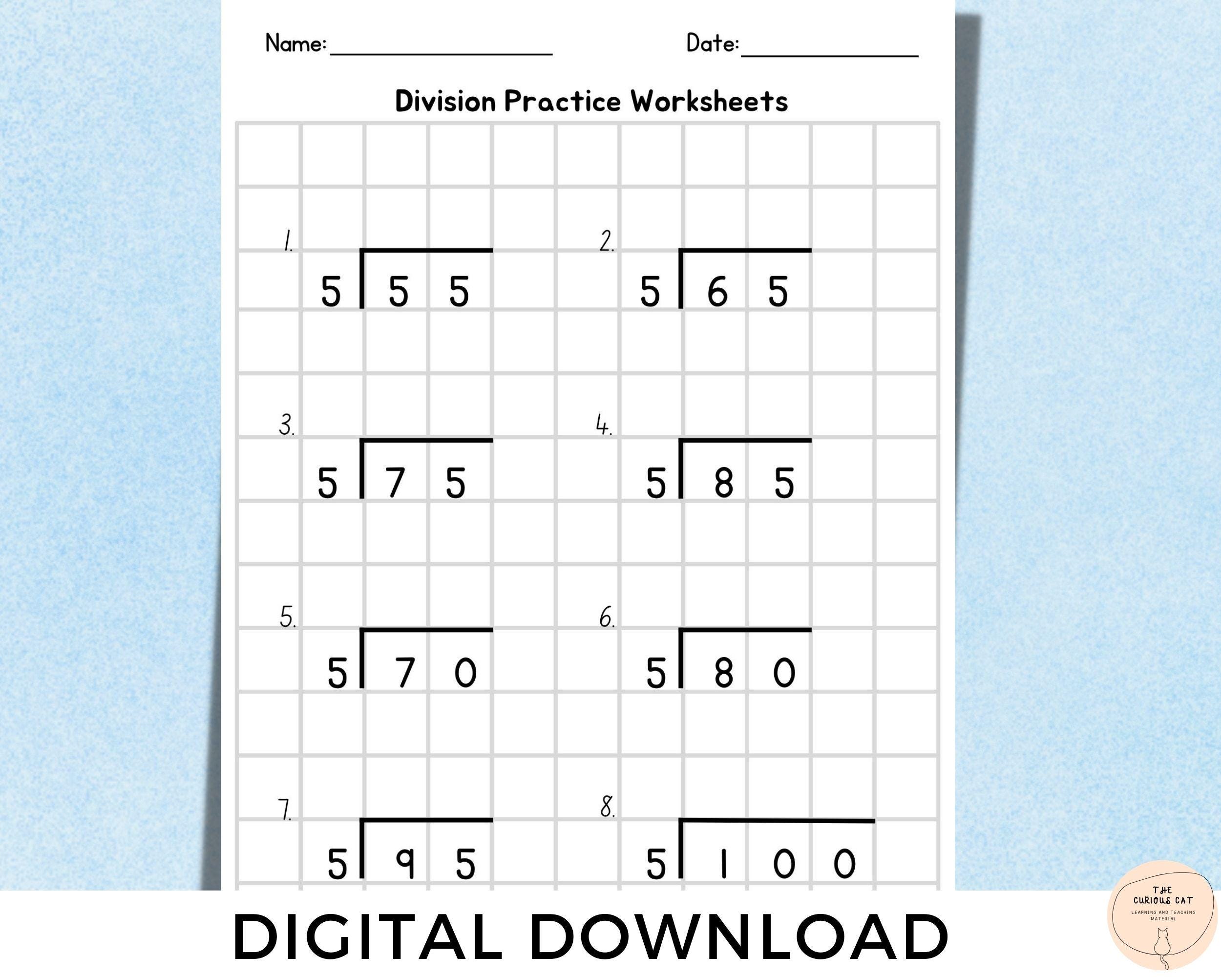Division Worksheets Without Remainder; Division Printouts for 3rd Grade ...