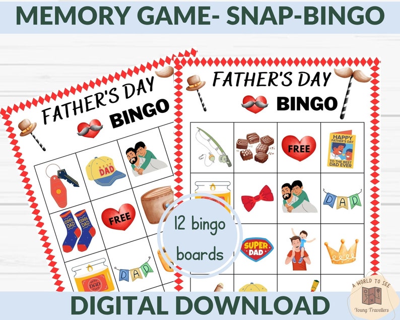 Father's Day Game Pack, Bingo, Snap and Memory Games, Father's Day Fun ...