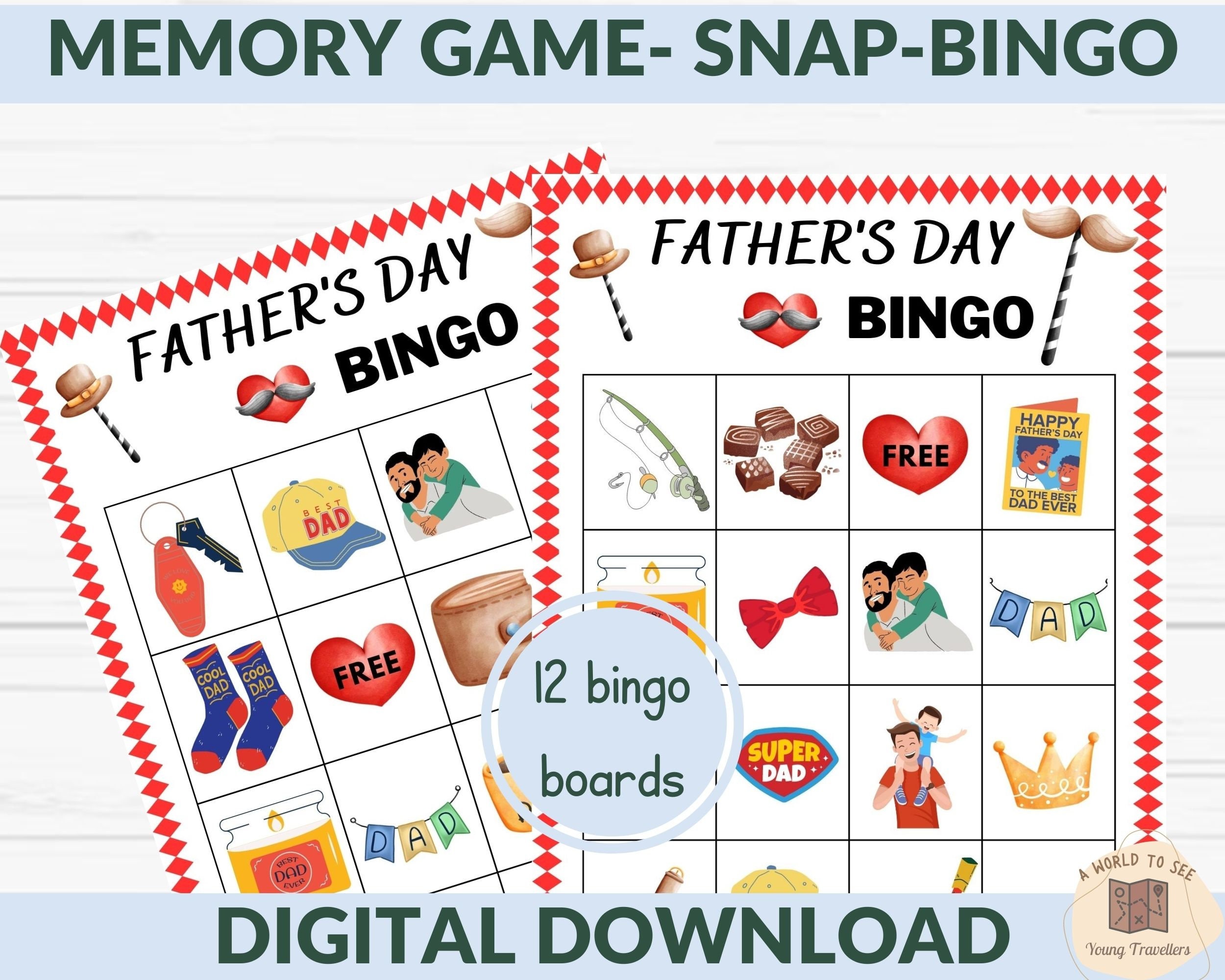Father's Day Game Pack, Bingo, Snap and Memory Games, Father's Day Fun ...