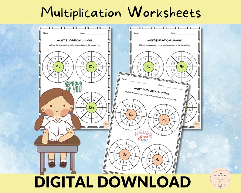Multiplication Practice, Multiplication Wheels, Numbers 1 to 12, Maths ...