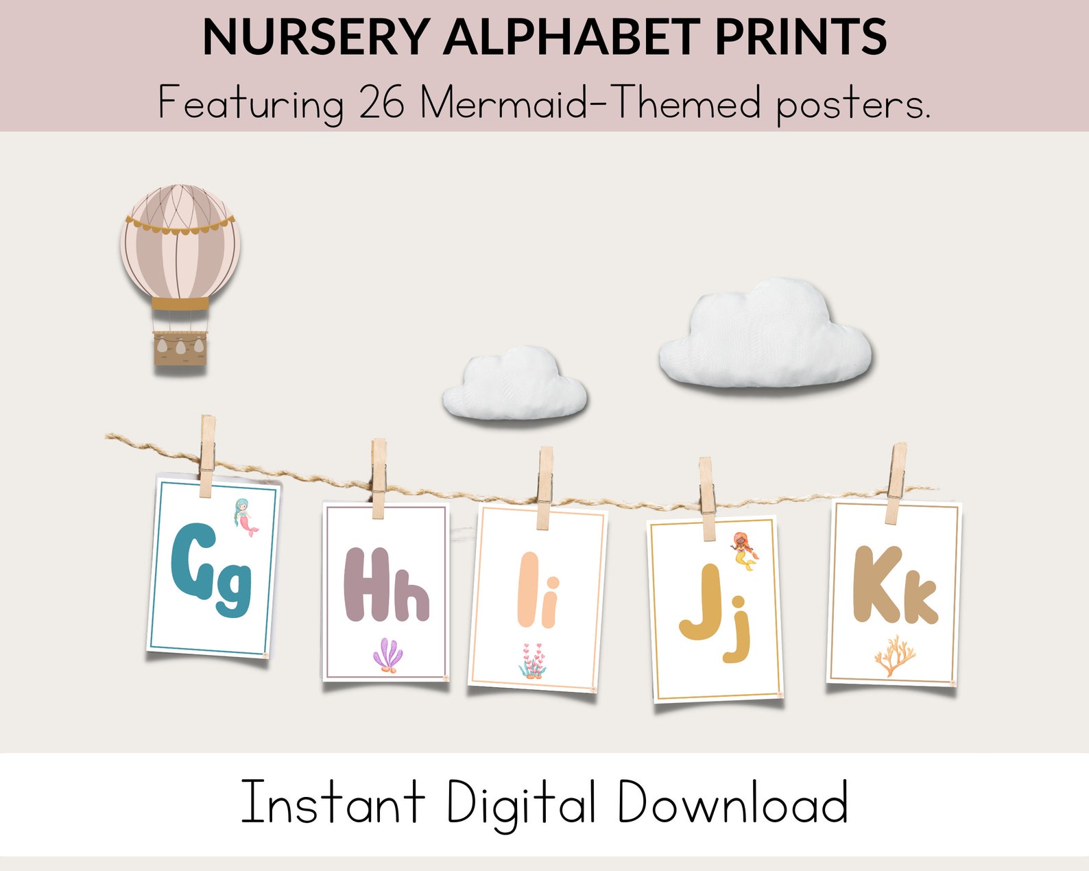 Alphabet Posters, Nursery Decor, Educational Wall Art Printable, ABC ...